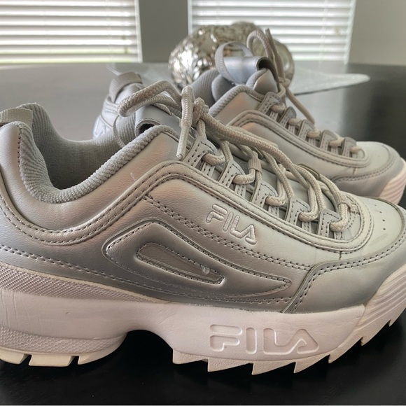 Fila | Shoes | Fila Womens Disruptor Shoes In Silvergrey | Poshmark